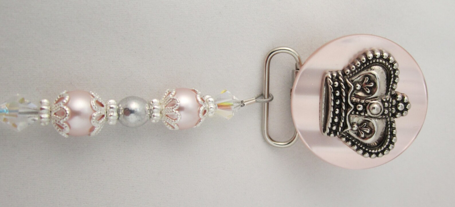 Pink Crown Pacifier Clip With Pink European Pearls and - Etsy