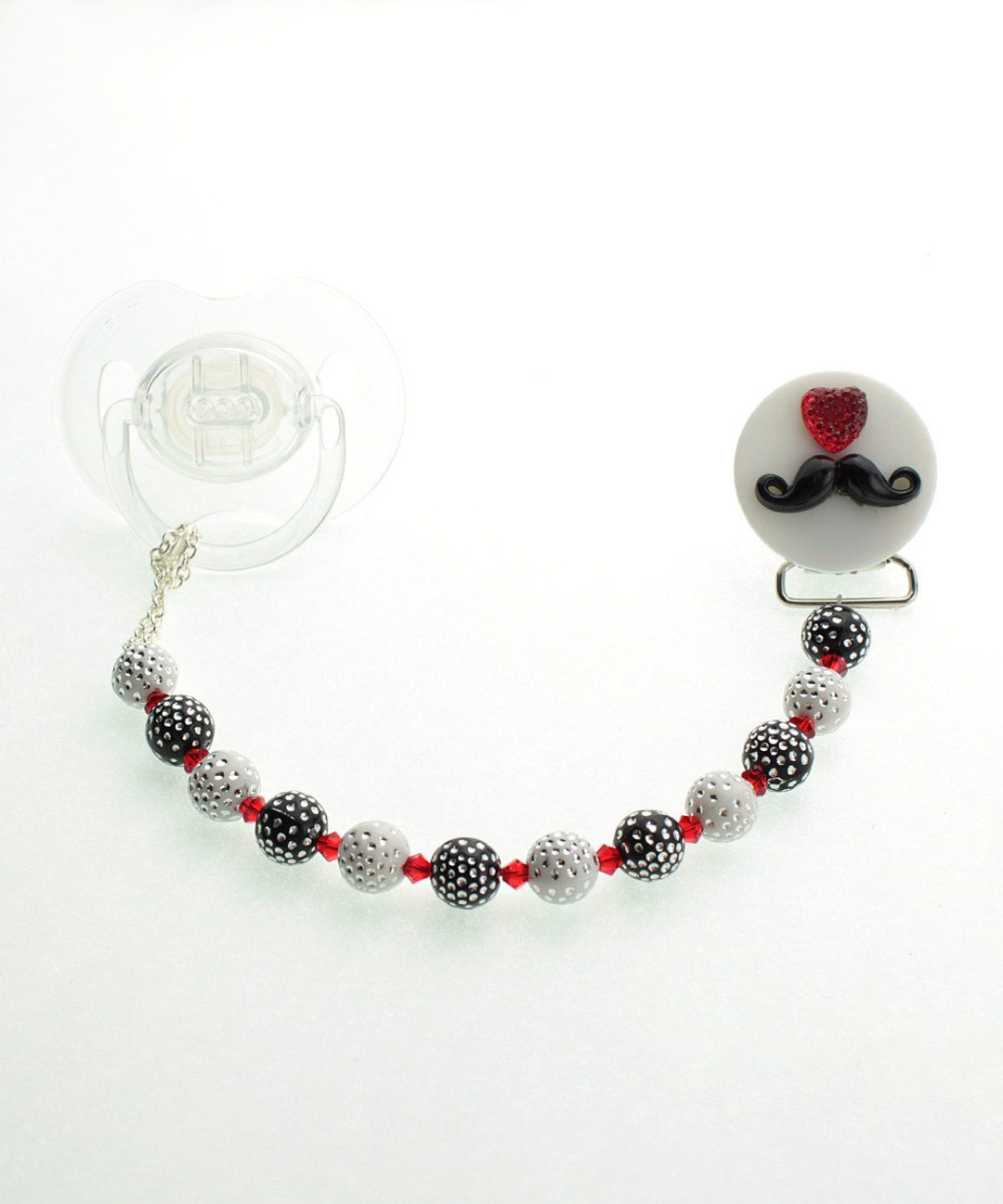 Beaded Mustache Pacifier Clip CFUN1 - Etsy