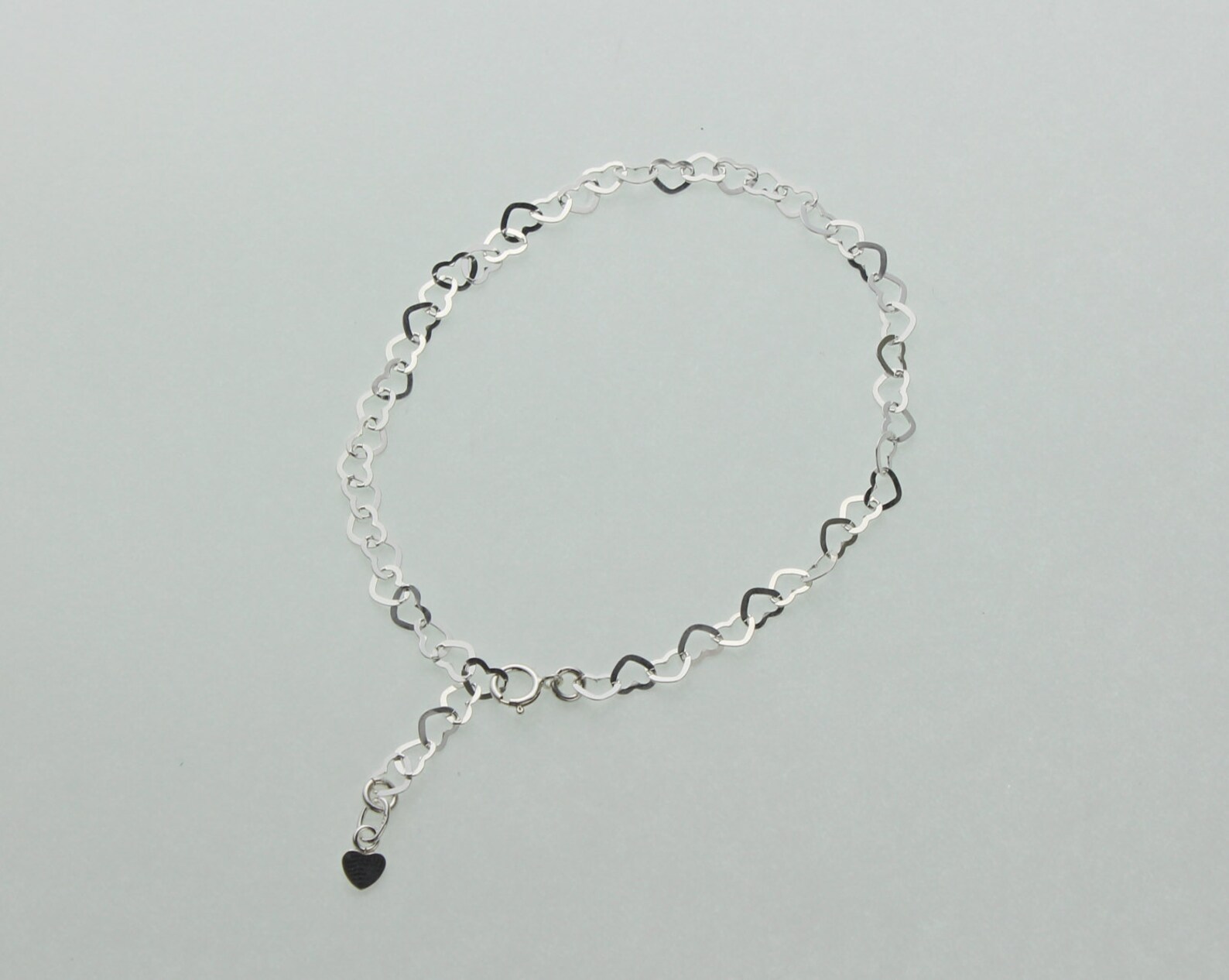 Sterling Silver Heart Chain With Heart Link Charm Anklet AHH - Etsy