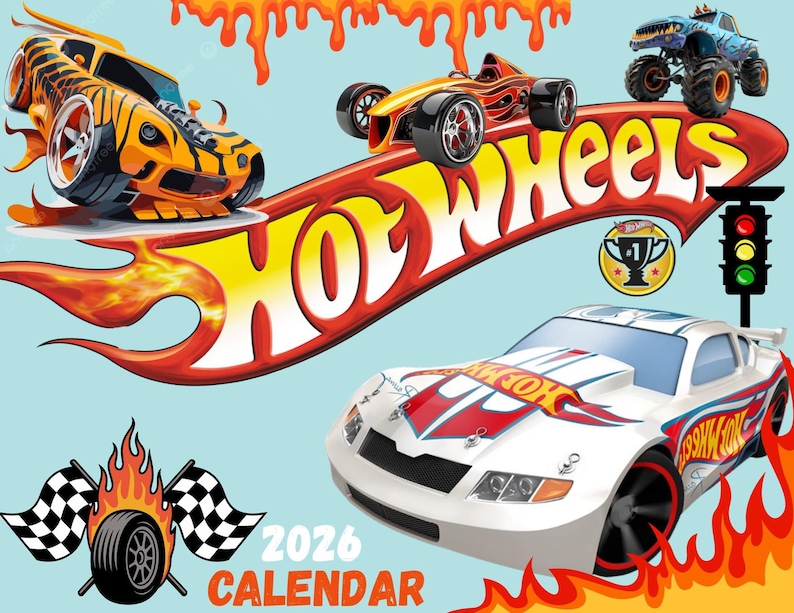 Hot Wheels 2026 Calendar - Etsy Canada