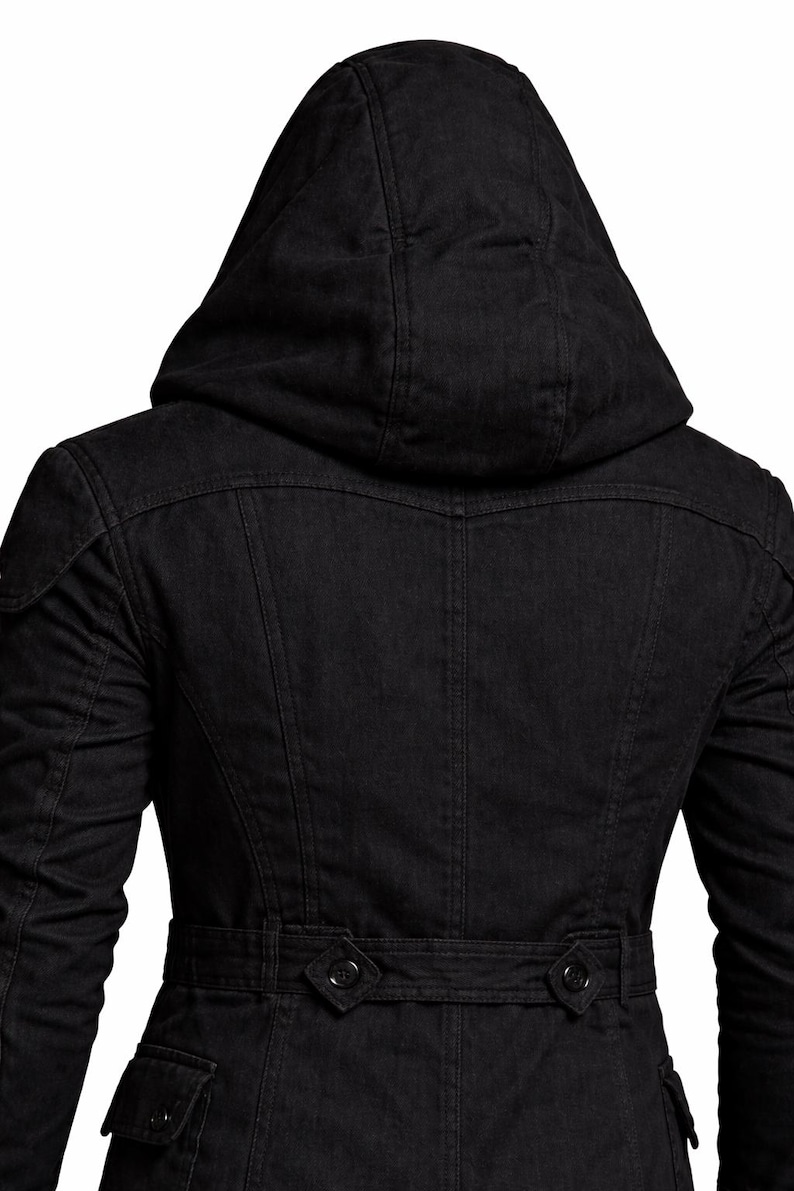 Abrigo largo negro con capucha para hombre, estilo gabardina de asesino ...