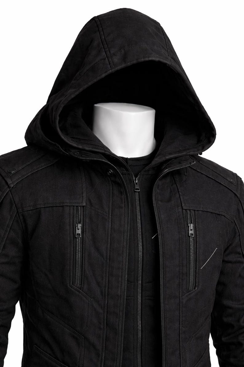 Abrigo largo negro con capucha para hombre, estilo gabardina de asesino ...