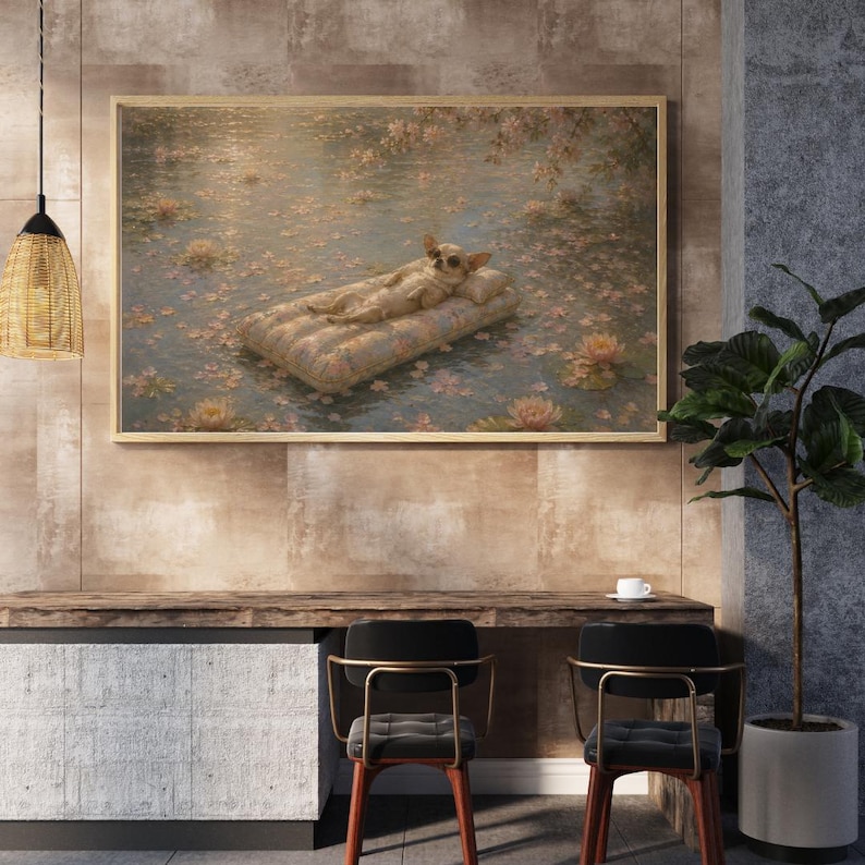 Chihuahua Water Lily Art | Dreamy Spring TV Frame Artwork (digital ...