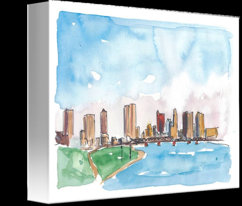 Columbus Ohio USA Skyline Impressionistic View - Original Painting ...