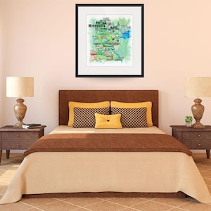 USA Minnesota State Illustrated Travel Poster Map With Touristic ...