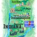 USA Indiana State Illustrated Travel Poster Map With Touristic - Etsy