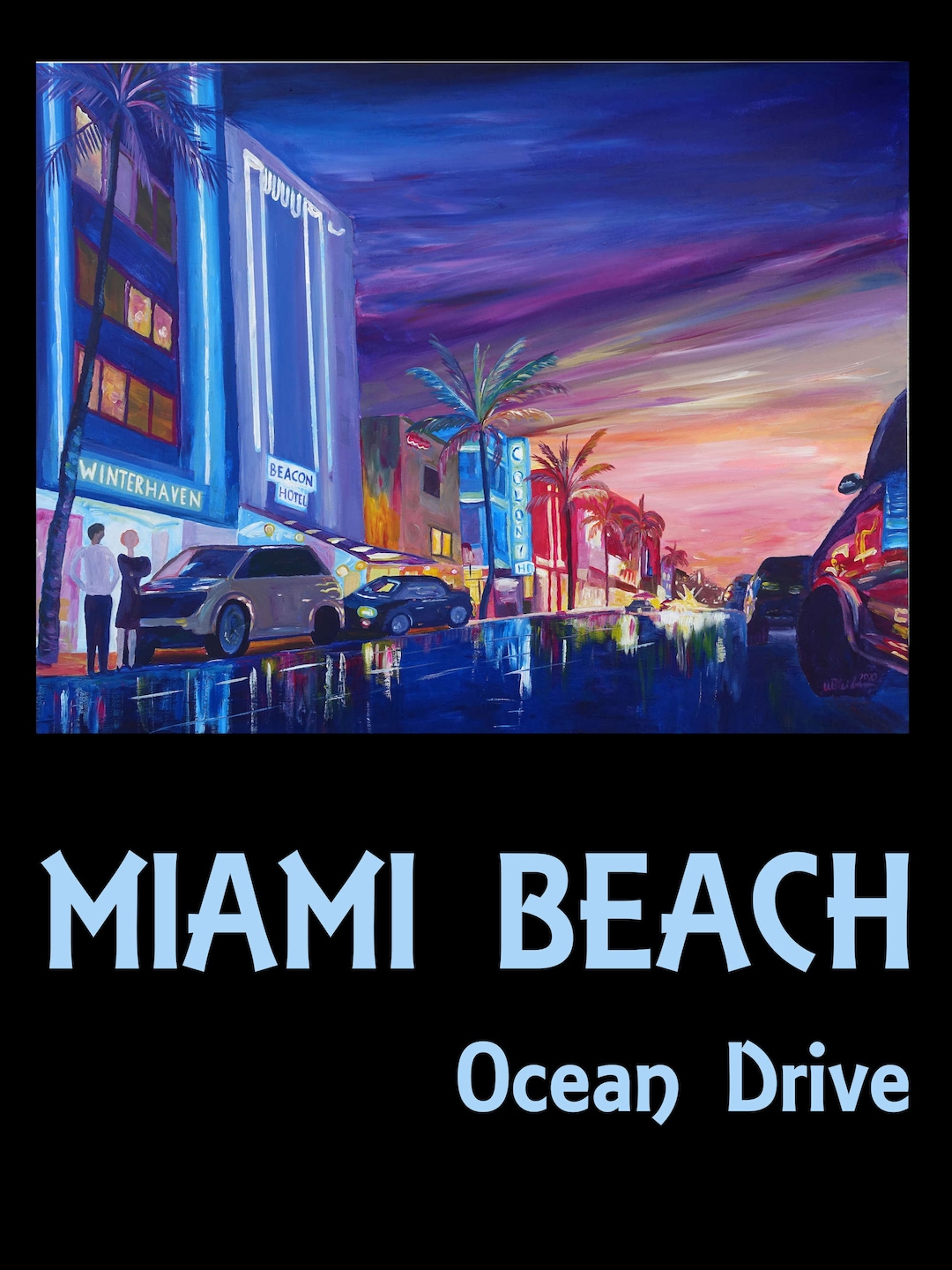 Miami Beach Ocean Drive Retro Poster - South Beach - Limited Edition ...
