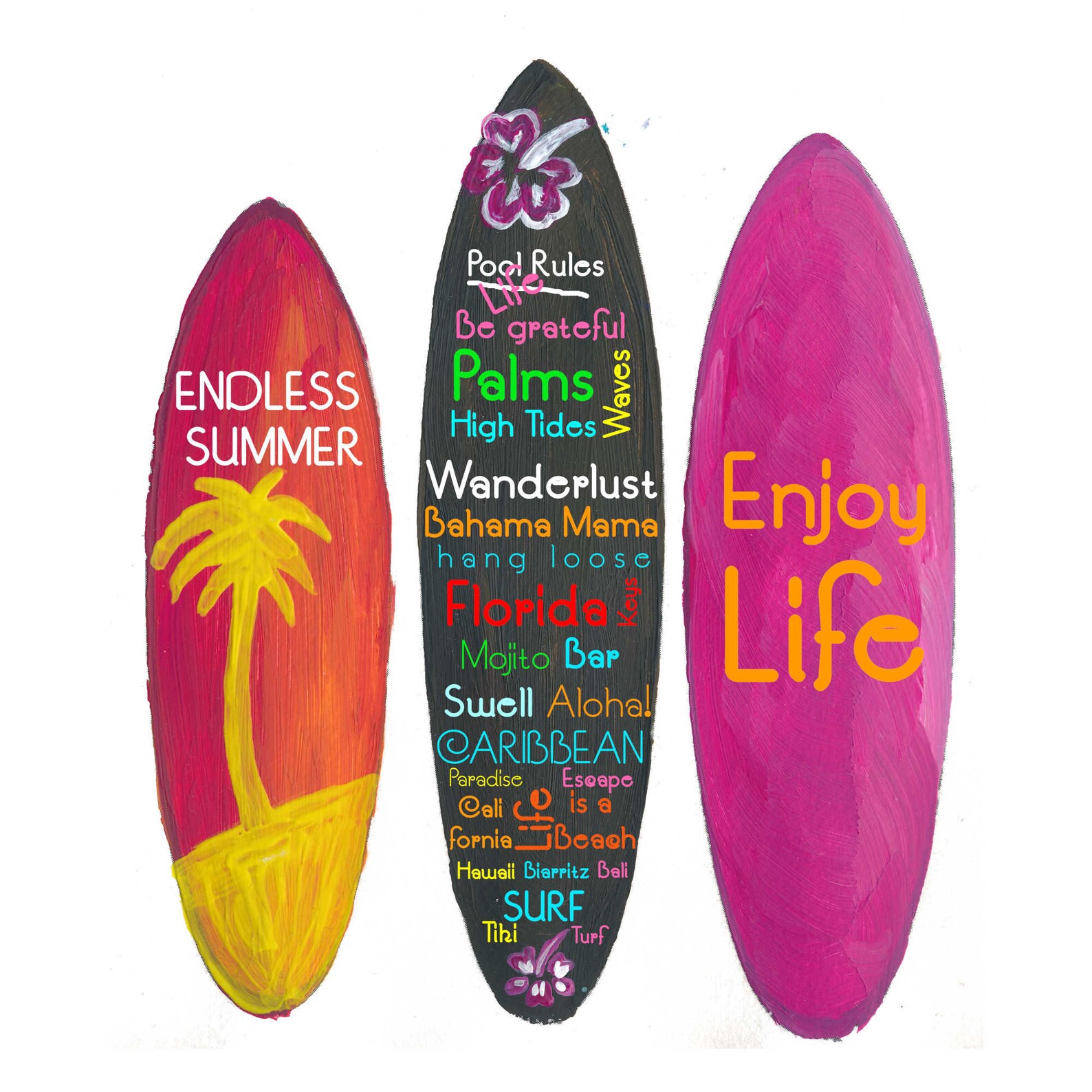 Surfboard Philosophy Enjoy Life Travel and Surf Fine Art - Etsy