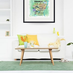 USA Arkansas State Travel Poster Map With Tourist Highlights - Etsy