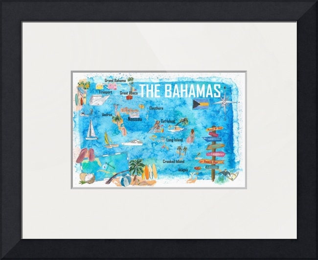 The Bahamas Illustrated Map With Main Roads Landmarks and Highlights ...