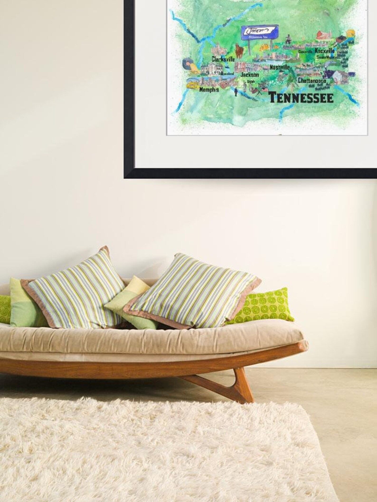 USA Tennessee State Travel Poster Map With Tourist Highlights - Etsy