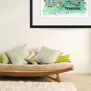 USA Tennessee State Travel Poster Map With Tourist Highlights - Etsy