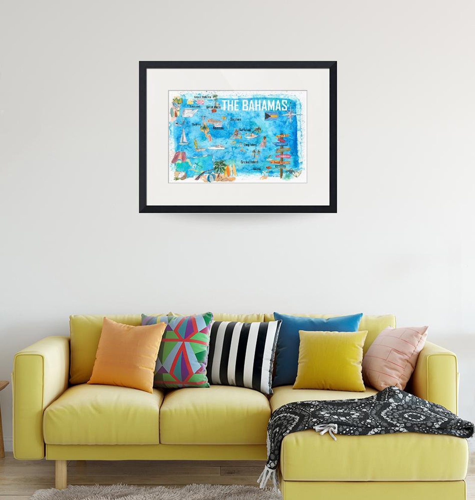 The Bahamas Illustrated Map With Main Roads Landmarks and Highlights ...