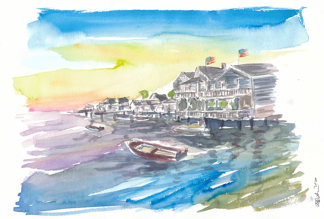 Nantucket Nautical Amazing Waterfront Scene - Limited Edition Fine Art ...