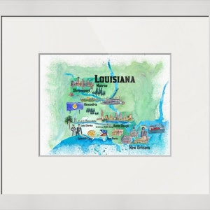 USA Louisiana State Travel Poster Map With Tourist Highlights - Etsy