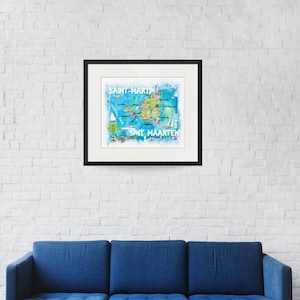 Saint-martin Sint Maarten Antilles Illustrated Caribbean Travel Map ...