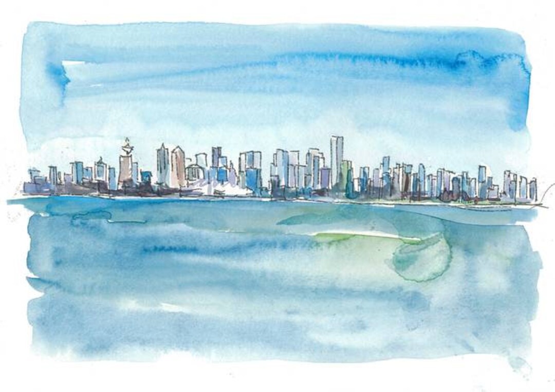 Vancouver British Columbia Canada Skyline and Blue Sky - Original ...