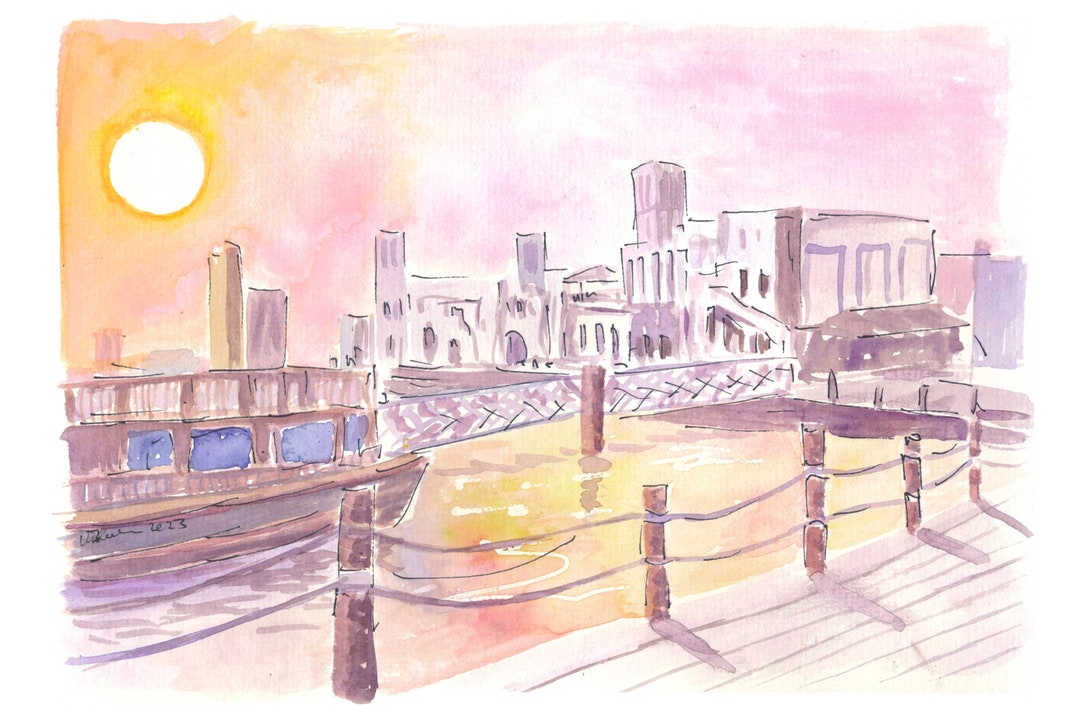Dubai UAE Early Morning Sunrise in Al Seef Old Town - Limited Edition Fine Art Print - Original ...