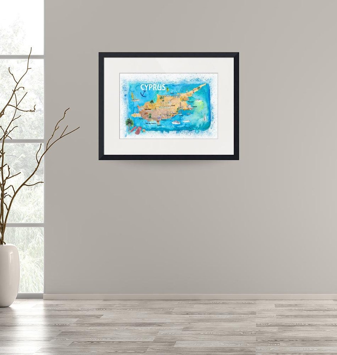 Cyprus Map Print – Illustrated Island Travel Memory Gift for Cyprus ...