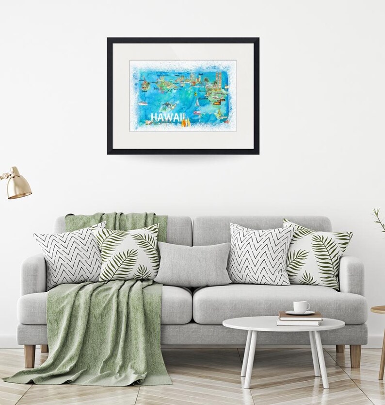 Hawaii USA Illustrated Map With Landmarks and Highlights - Etsy