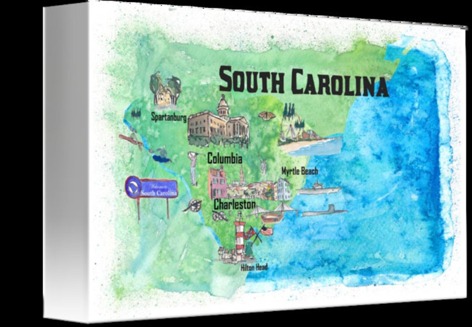 USA South Carolina State Travel Poster Map With Tourist | Etsy