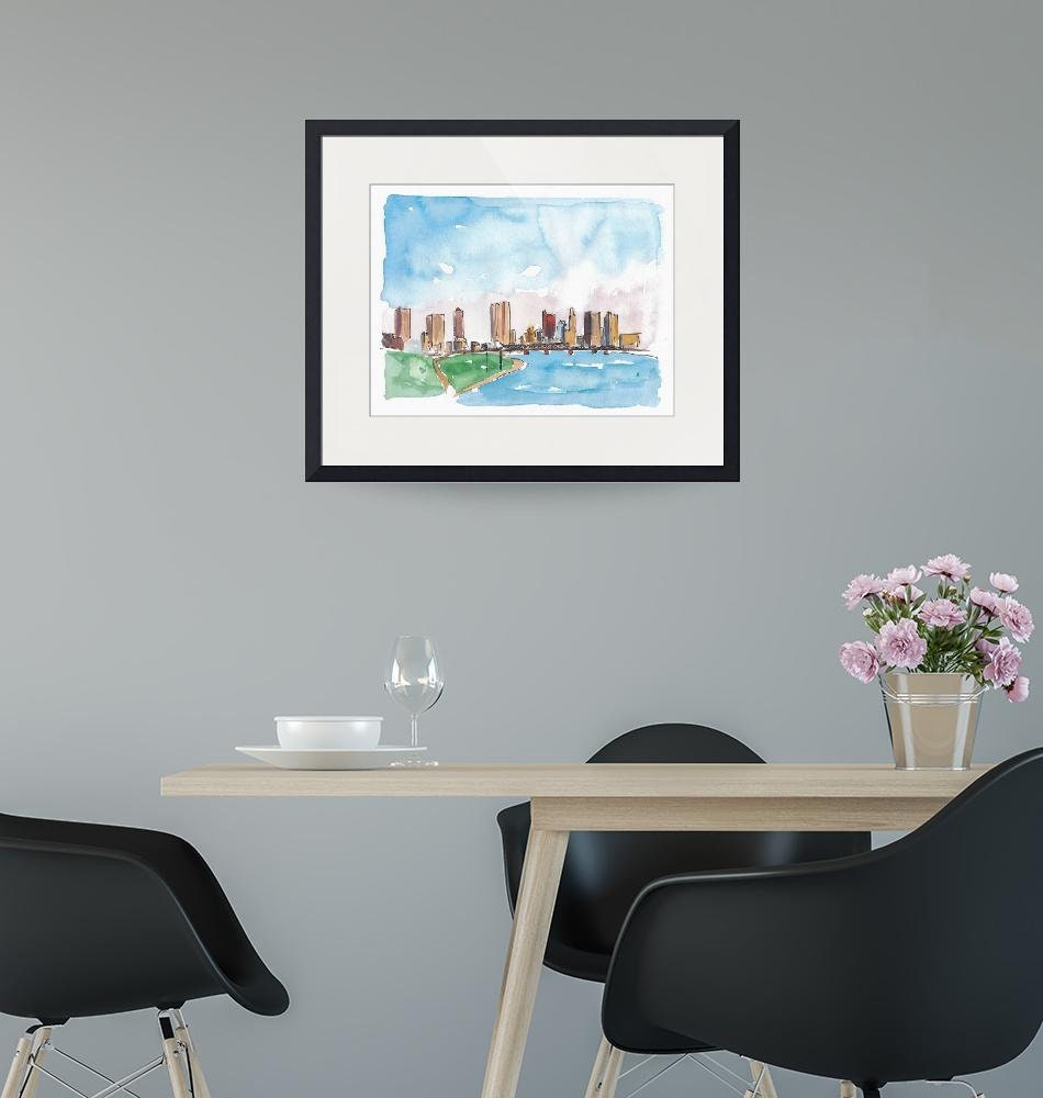 Columbus Ohio USA Skyline Impressionistic View - Original Painting ...