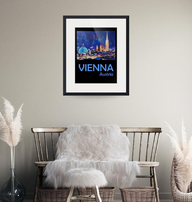 Retro Travel Poster Vienna Austria Vintage Style Print | Etsy