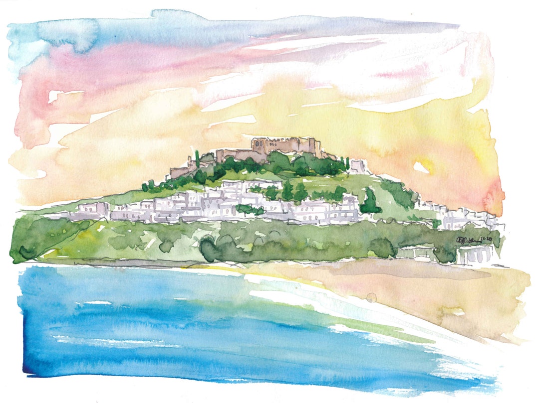 Lindos Rhodes Fortress at Sunset - Limited Edition Fine Art Print ...