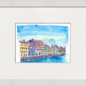 Copenhagen Nyhavn Waterfront Scene in Denmark Painting - Limited ...