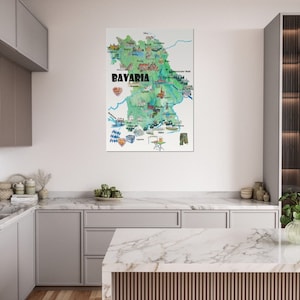 Bavaria Germany Illustrated Travel Poster Map - Fine Art Print Poster ...