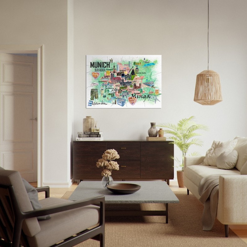 Munich Bavaria Germany Illustrated Travel Map With Roads and Tourist ...