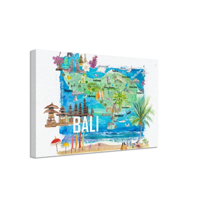 Bali Map Print – Illustrated Island Travel Memory Gift for Bali Lovers ...