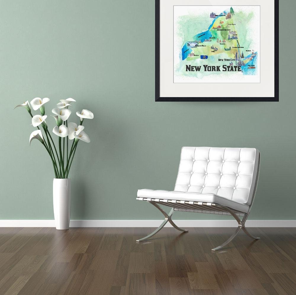 USA New York State Travel Poster Map With Tourist Highlights | Etsy