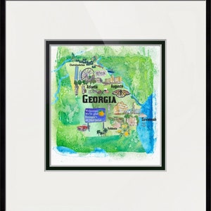 USA Georgia State Travel Poster Map With Tourist Highlights - Etsy