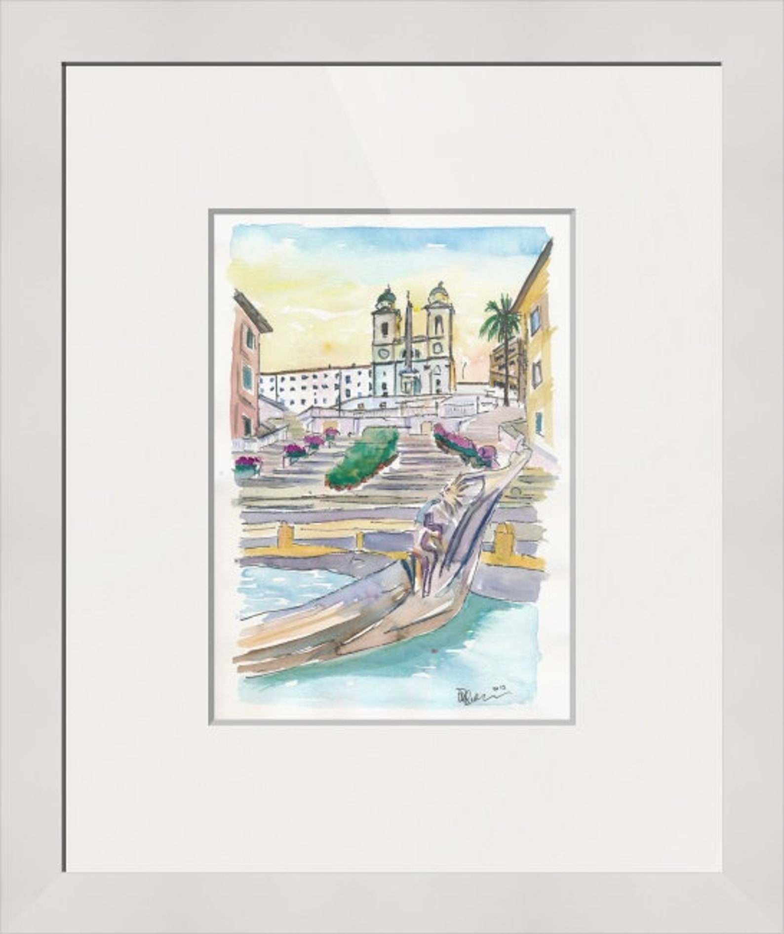 Rome Italy Piazza Spagna With Spanish Steps Painting & Limited - Etsy