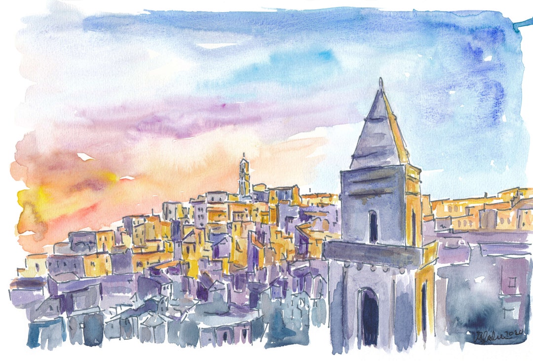 Matera Basilicata Italy Sassi Sunset - Limited Edition Fine Art Print ...