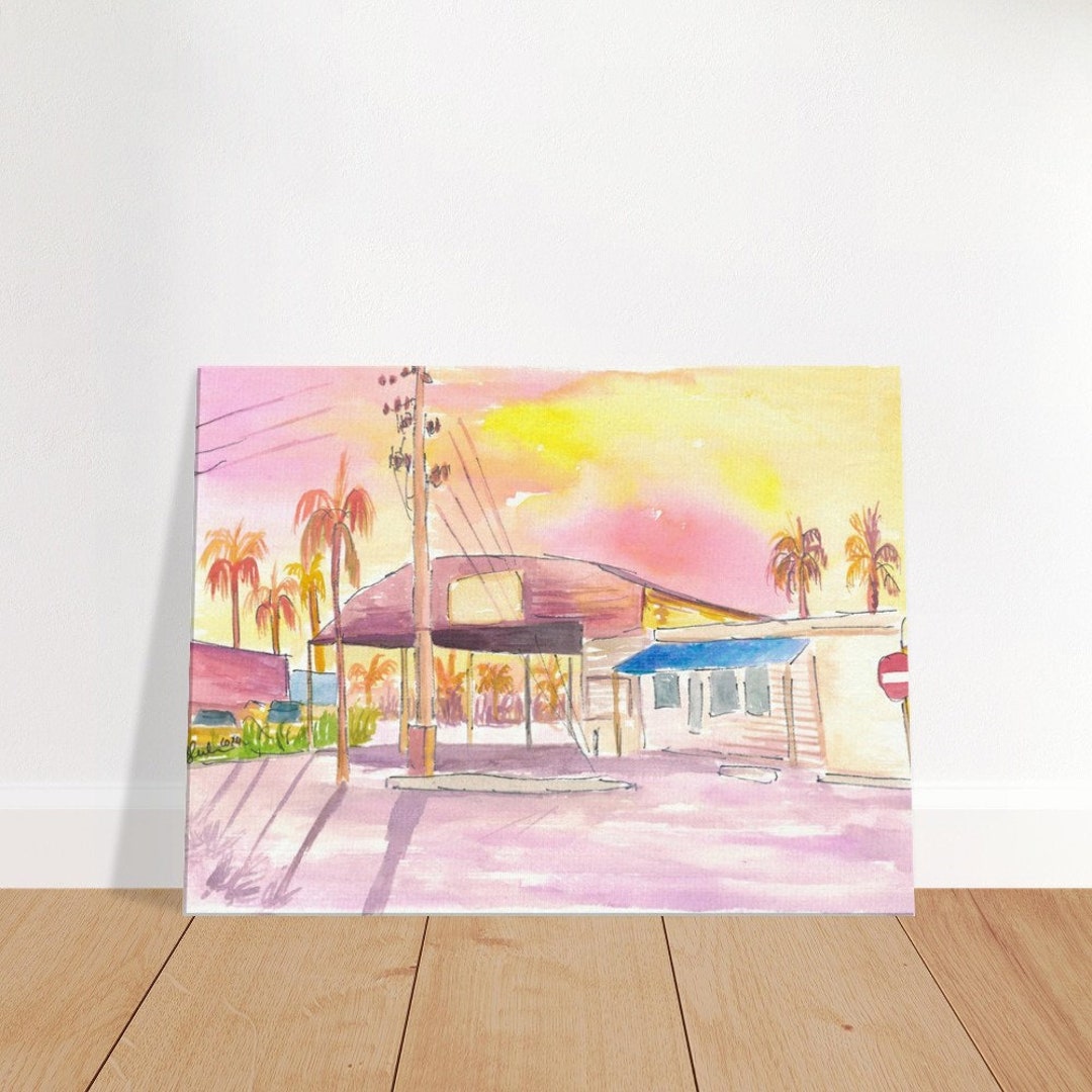Naples Florida Tropical Street Scene at Sunset - Limited Edition Fine ...