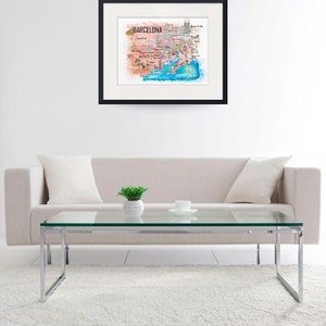 Barcelona Illustrated Travel Map With Main Roads, Landmarks and ...