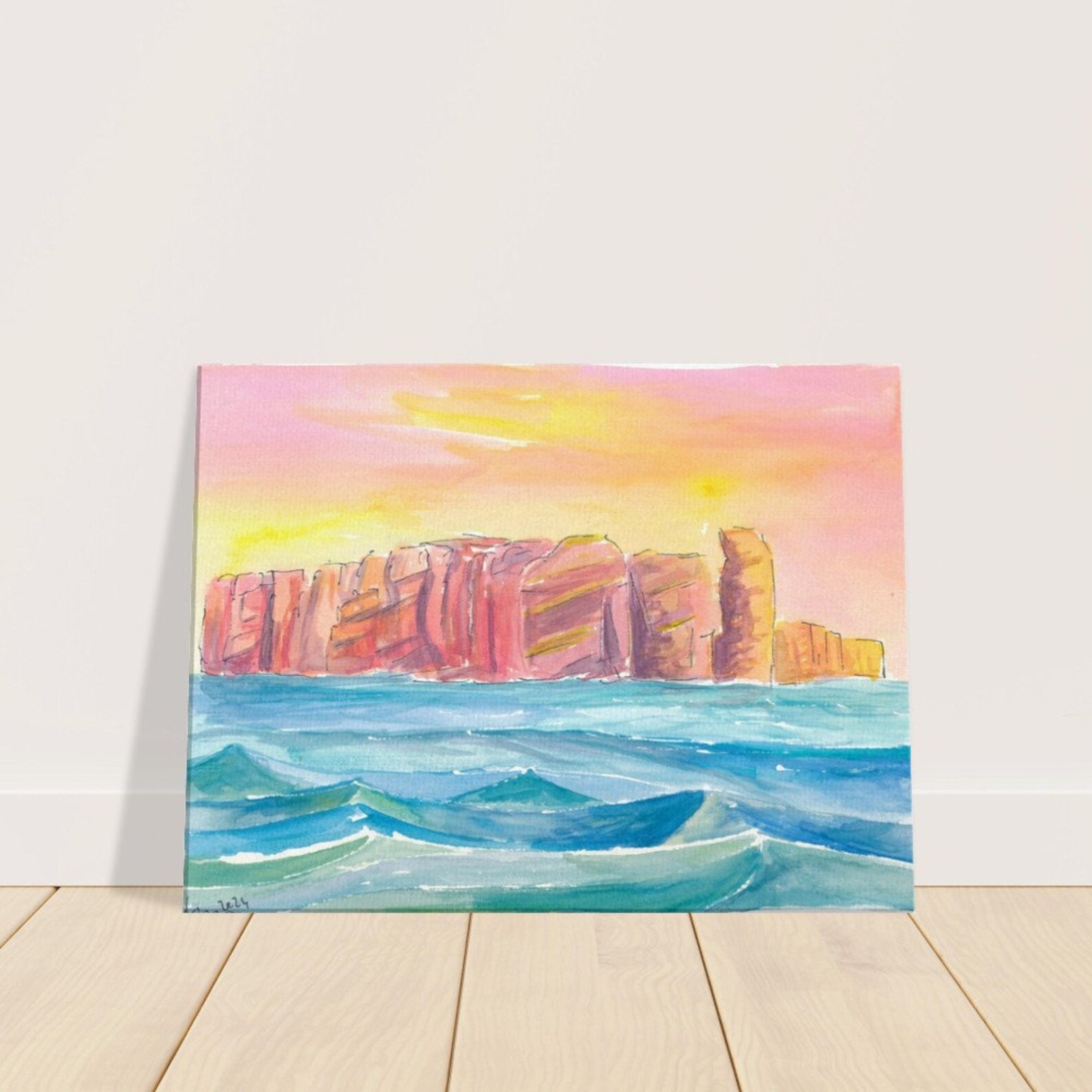 Helgoland Red Rocks Scene From North Sea - Limited Edition Fine Art ...