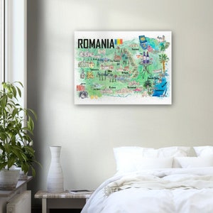 Romania Illustrated Travel Map With Roads and Tourist Highlights - Etsy