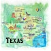 USA Texas State Travel Poster Map With Tourist Highlights - Etsy