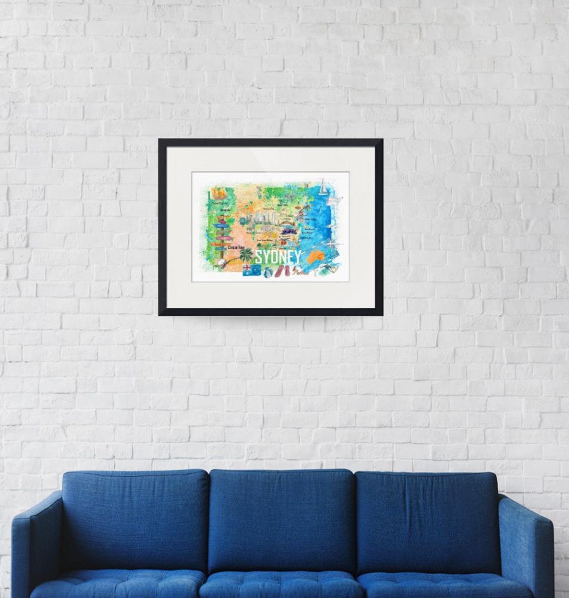 Sydney Australia Illustrated Map With Main Roads Landmarks and | Etsy