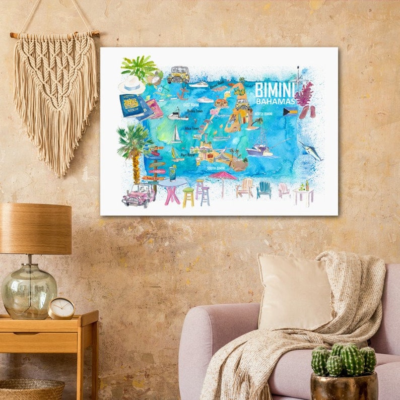 Bimini Bahamas Illustrated Map With Island Tourist Highlights - Etsy