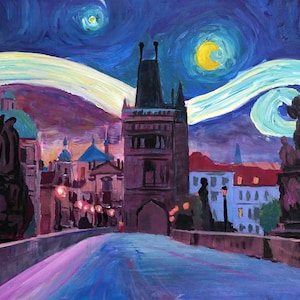 Starry Night in Prague - Van Gogh Inspirations on Charles Bridge ...
