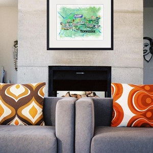 USA Tennessee State Travel Poster Map With Tourist Highlights - Etsy