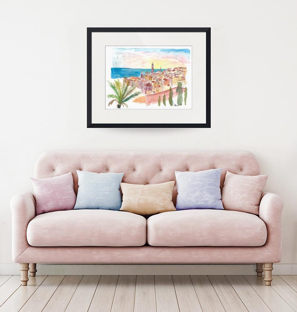 Sunset Over Menton France Provence - Limited Edition Fine Art Print ...