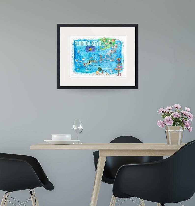 Florida Keys Key West Marathon Key Largo Illustrated Travel - Etsy