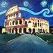 Starry Night Over Colloseum in Rome Italy With Van Gogh Inspirations ...