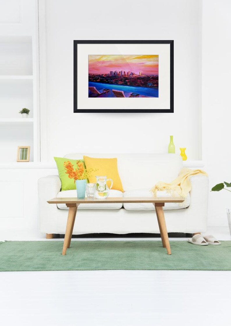 Los Angeles Infinity Skyline With Infinite View Pool Painting - Etsy