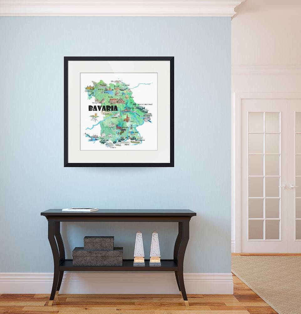 Bavaria Germany Illustrated Travel Poster Map Fine Art Print - Etsy